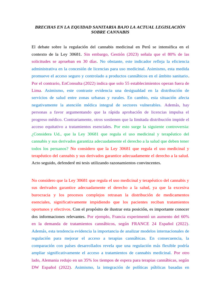 Tema 01 Tarea - Redacción Preliminar de Un Texto Argumentativo para La TA2 | PDF | Cannabis ...