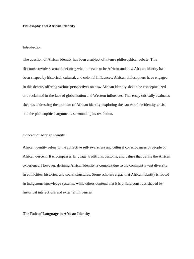Philosophy African Identity | PDF | Identity (Social Science) | Colonialism