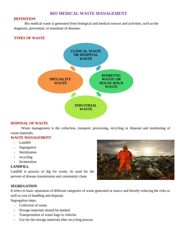 Biomedical Waste Management Overview | PDF | Sterilization ...