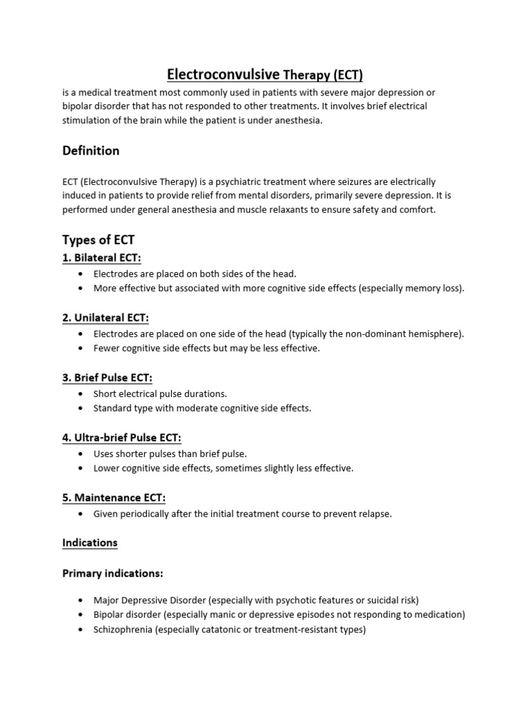 ECT: Treatment for Severe Depression | PDF | Electroconvulsive Therapy ...