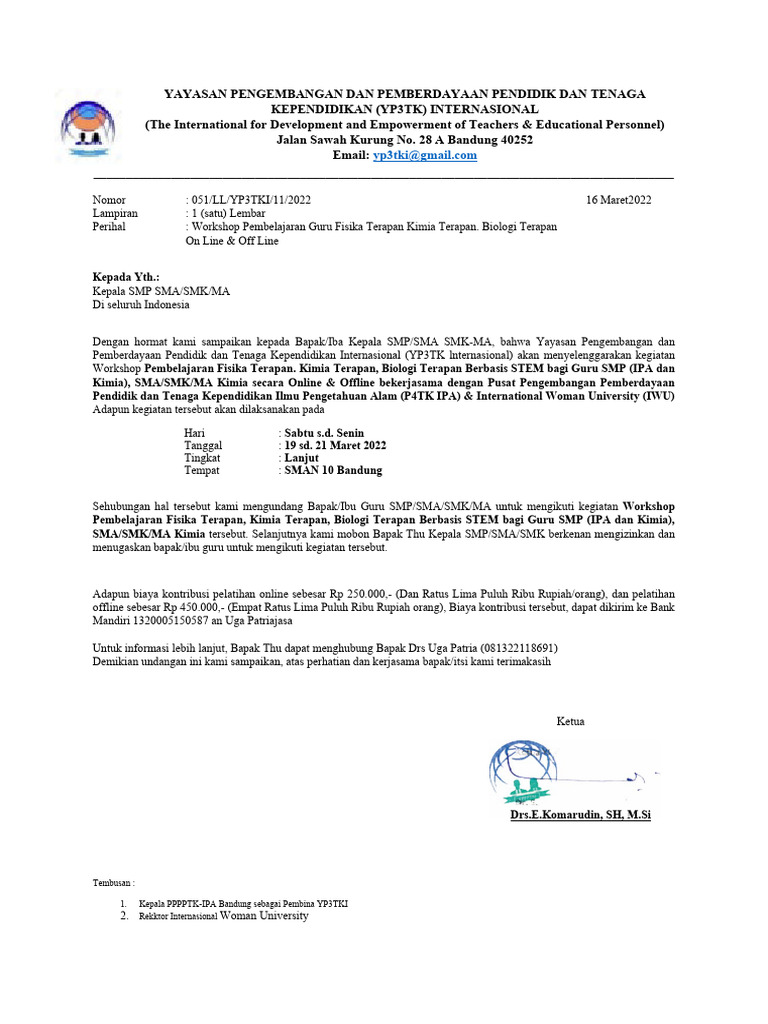 Surat Undangan Workshop | PDF