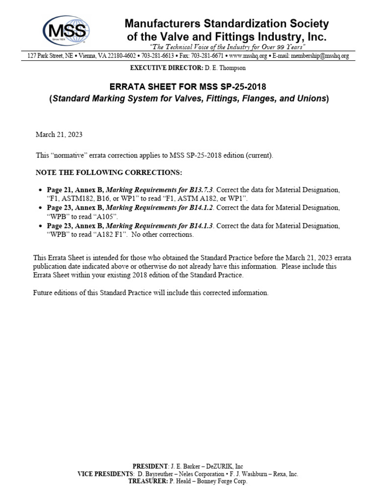 MSS SP 25 Errata 1 0 2023 | PDF