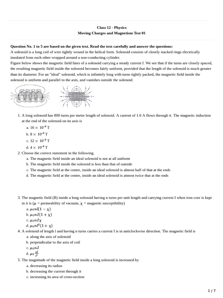 Pages From 12 - Physics - Movingchargesandmagnetism - tp01 | PDF | Magnetic Field | Electromagnetism
