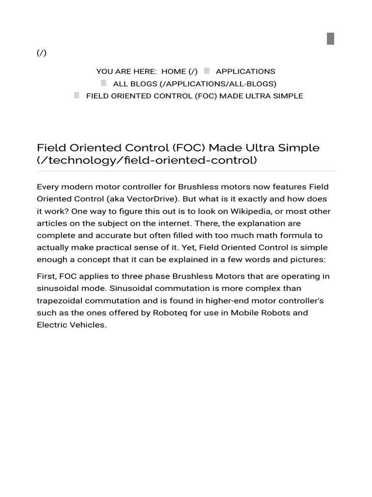 Simplifying Field Oriented Control (FOC) | PDF | Electric Motor ...