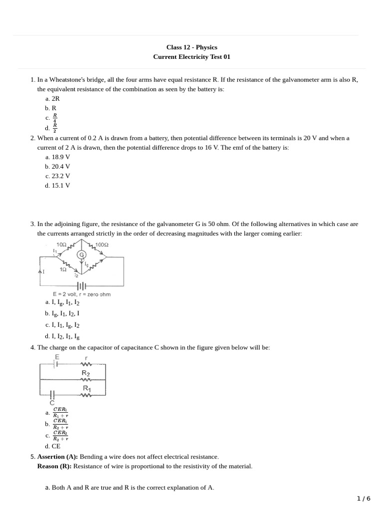 Pages From 12 - Physics - Currentelectricity - tp01 | PDF | Electric Current | Resistor