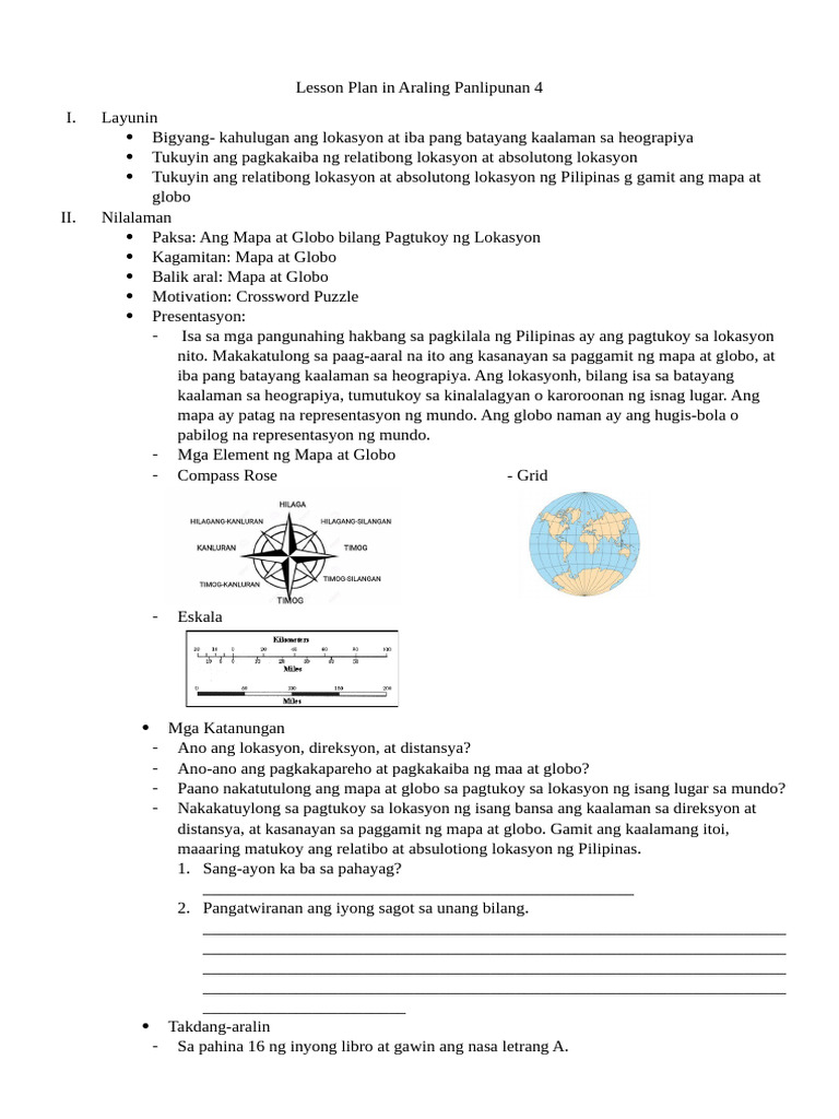 Lesson Plan in Araling Panlipunan 4 Week 1 | PDF