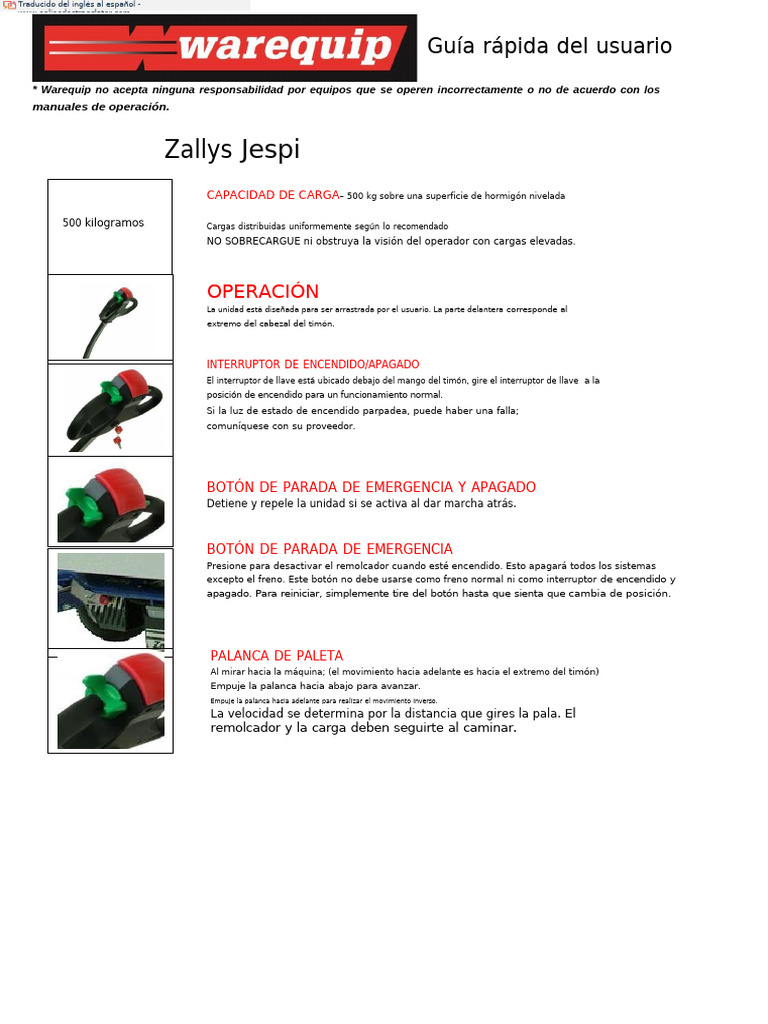 Guía de Uso del Remolcador Zallys Jespi | PDF | Cambiar | Enchufes y ...
