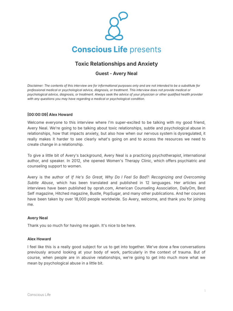 Anxiety in Toxic Relationships | PDF | Narcissism | Psychological Trauma