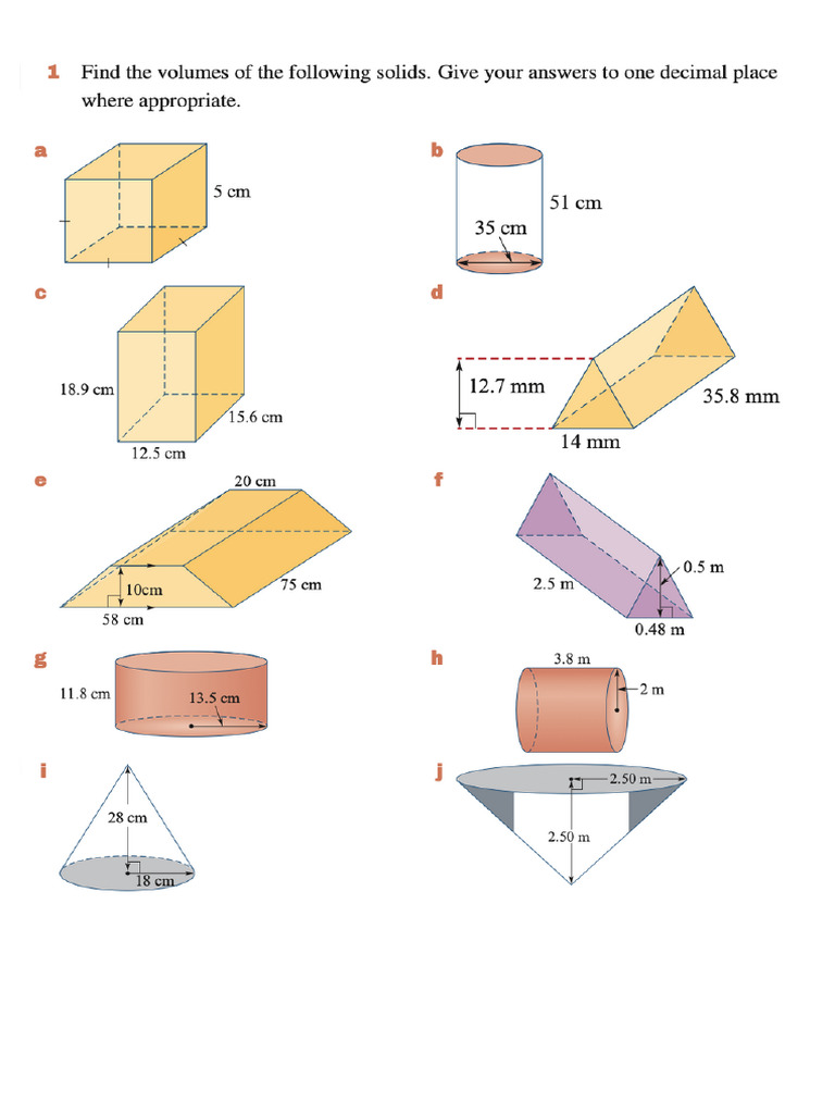 Volume and Surface Area Worksheet 1 | PDF