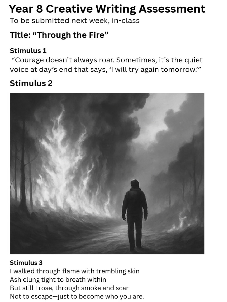 Year 8 Creative Writing Assessment | PDF