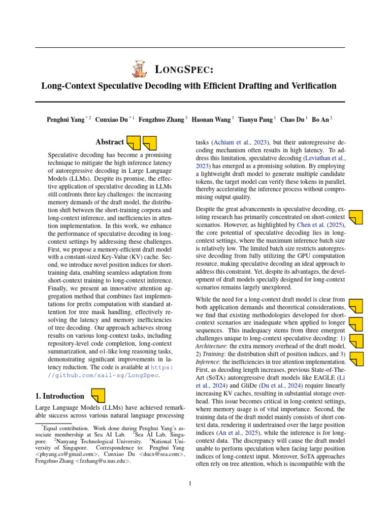 Yang 等 - 2025 - LongSpec Long-Context Speculative Decoding With E | PDF | Computing
