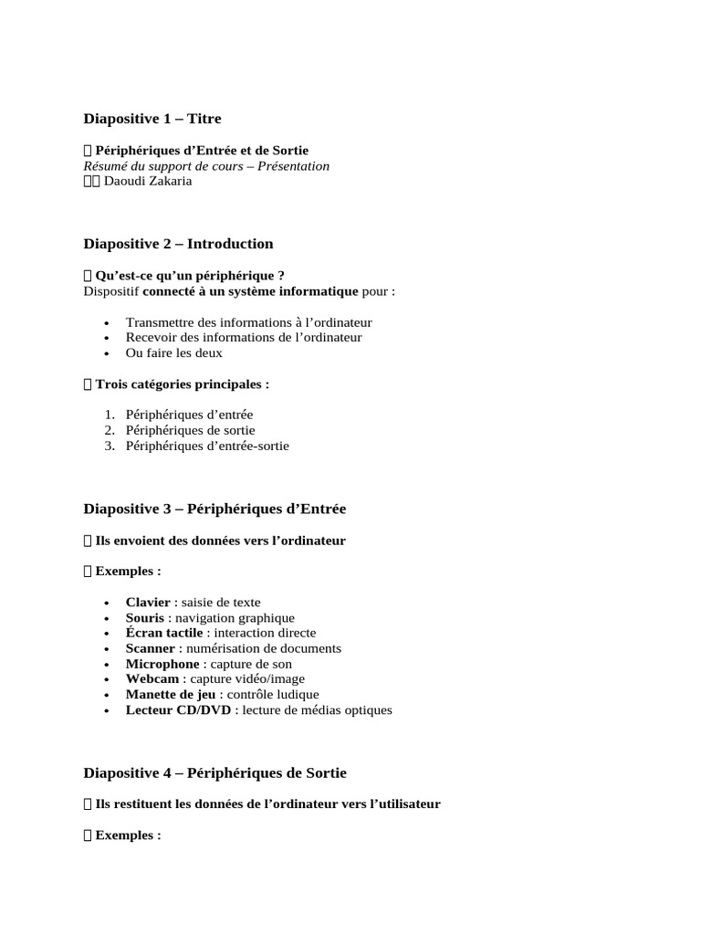 Périphériques d'Entrée et de Sortie | PDF