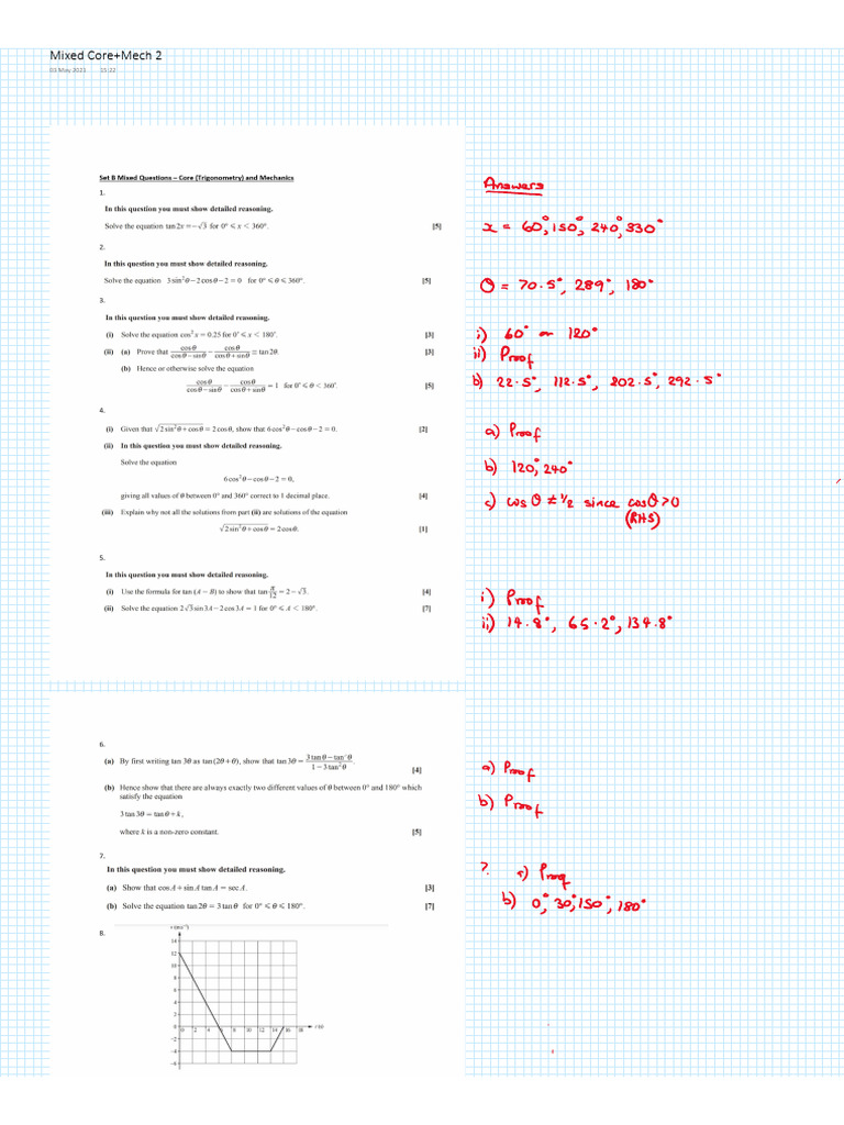 Core and Mech 2 Q and Summary Ans | PDF