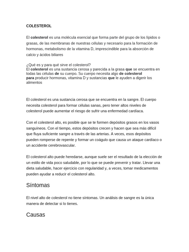 Colesterol | PDF | Triglicéridos | Colesterol