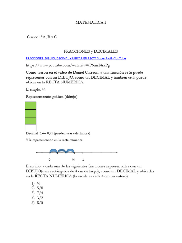 Representación de Fracciones y Decimales | PDF