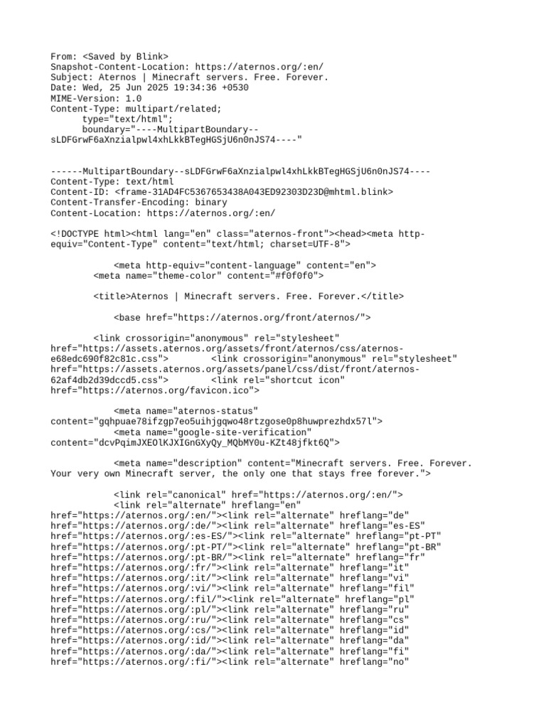 Aternos - Minecraft Servers. Free. Forever | PDF | Computer Networking | Minecraft