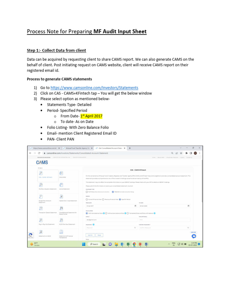 Process Note For Preparing MF Audit Input Sheet | PDF | Debits And ...