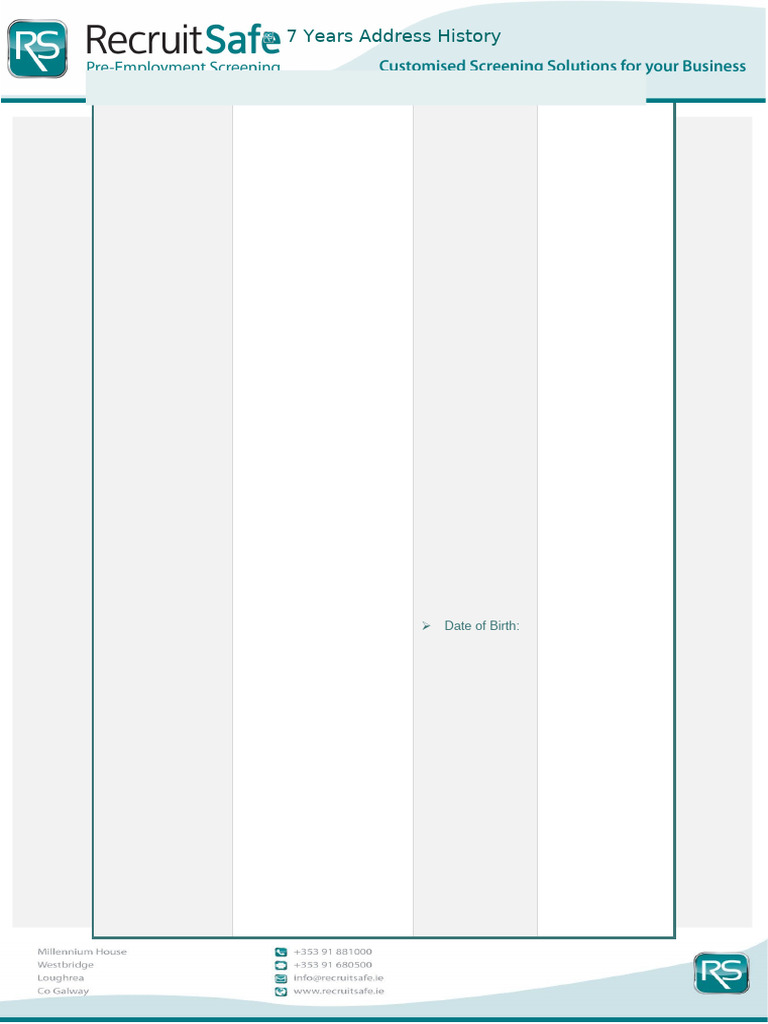 7-Year Personal Address History Form | PDF