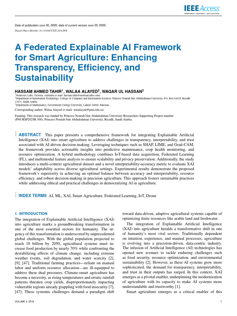 8 - A Federated Explainable AI Framework For Smart Agriculture ...