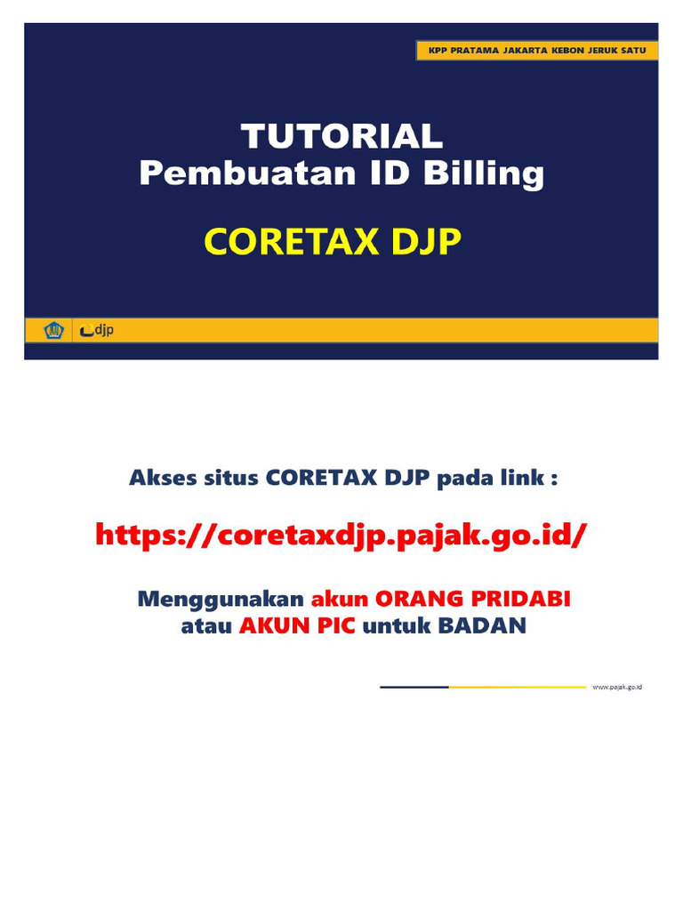 Tutorial Pembuatan Id Billing Pada Coretax | PDF