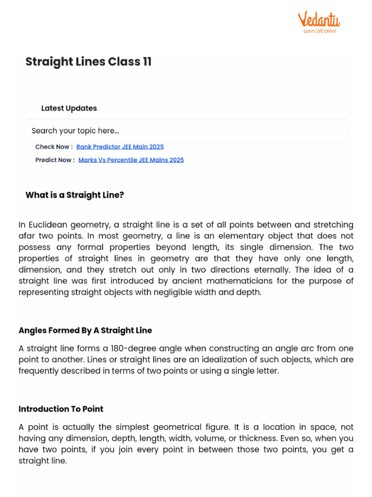 Straight Lines Class 11 | PDF