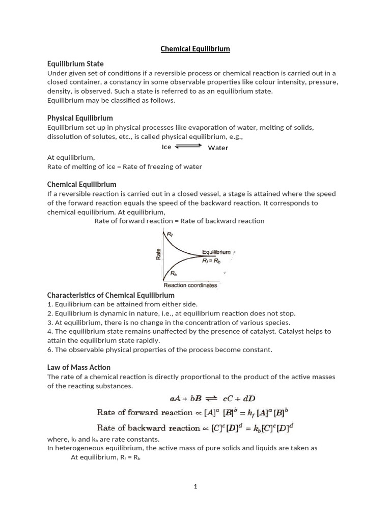 Chemical Equilibrium Notes | PDF | Chemical Equilibrium | Reaction Rate