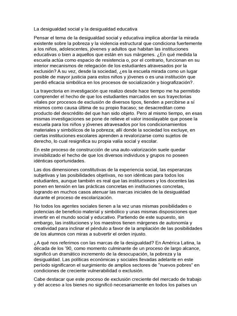 Desigualdad social y educativa en América Latina | PDF | Pobreza ...