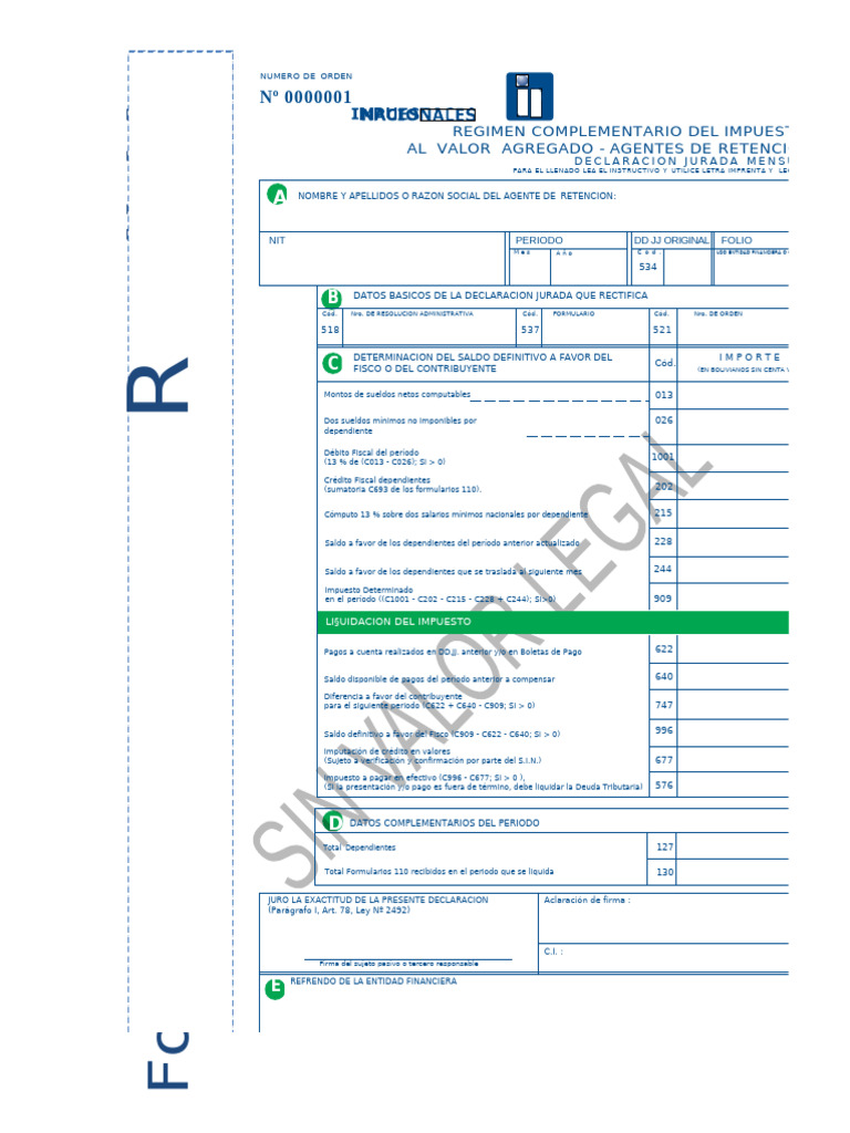 Formulario 608 RC-IVA | PDF | Impuestos | Finanzas del gobierno