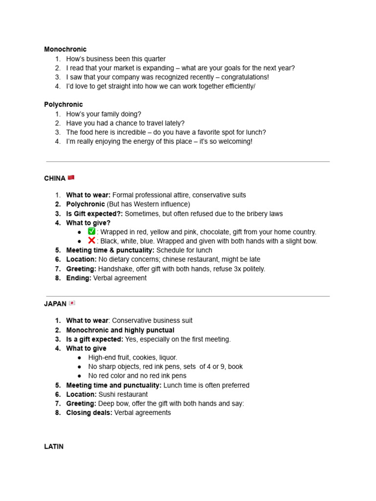 Business Test Cultures | PDF | Cuisine | Foods