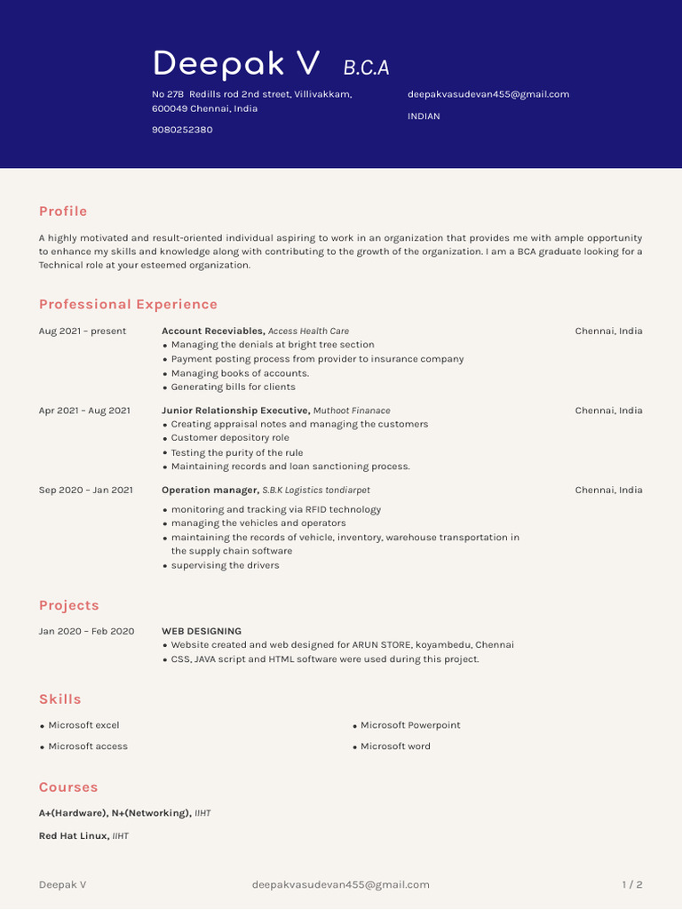 Deepak - V - Resume - 21 11 2021 13 25 56 | PDF | Computing