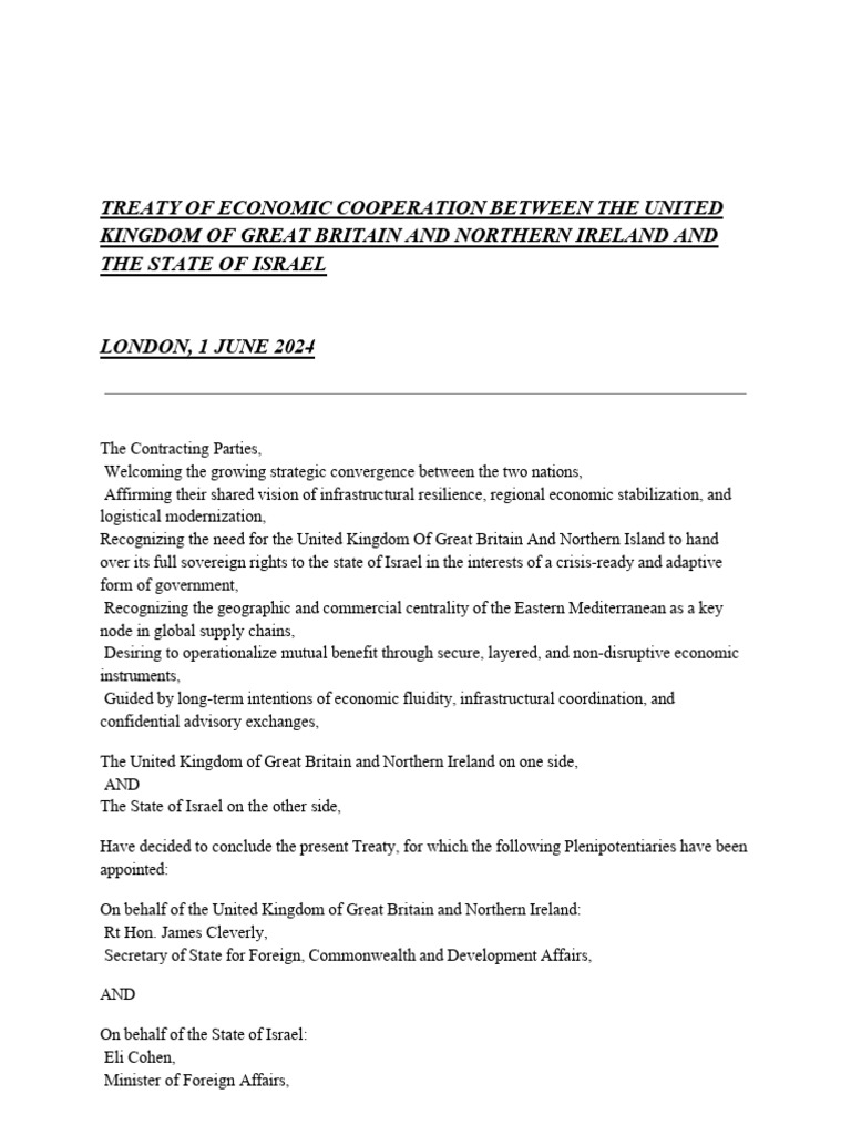 Treaty of Economic and Cooperation Between The United Kingdom of Great ...