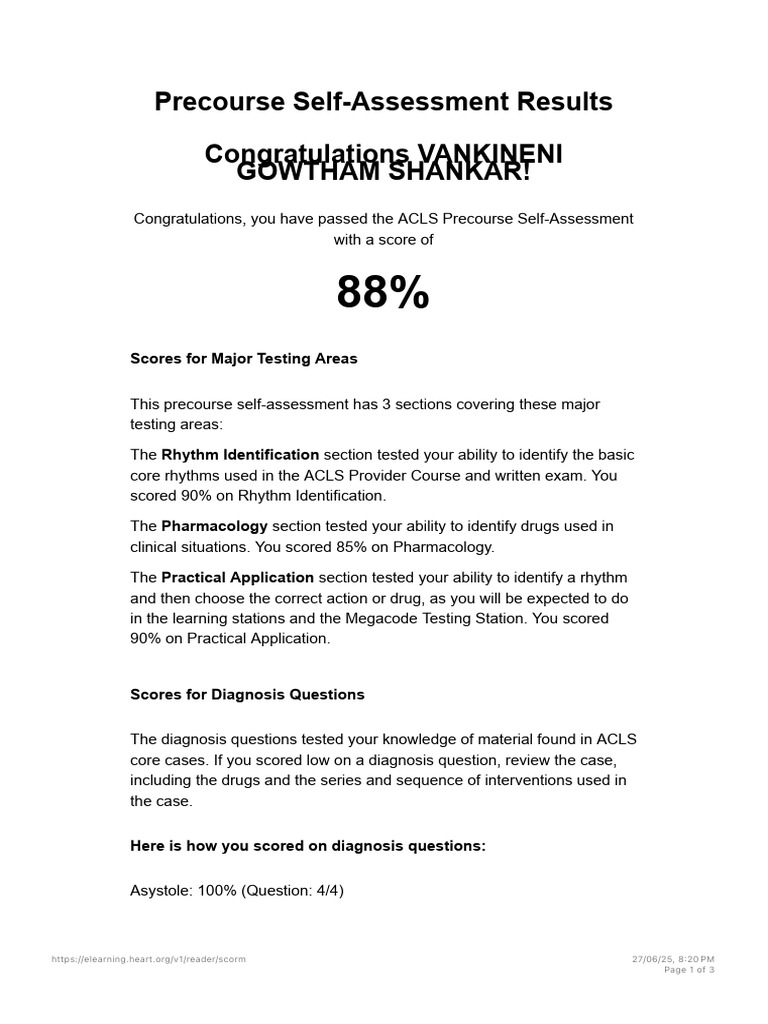 Gowtham Pre-Course Assessment | PDF | Cardiology | Medical Specialties