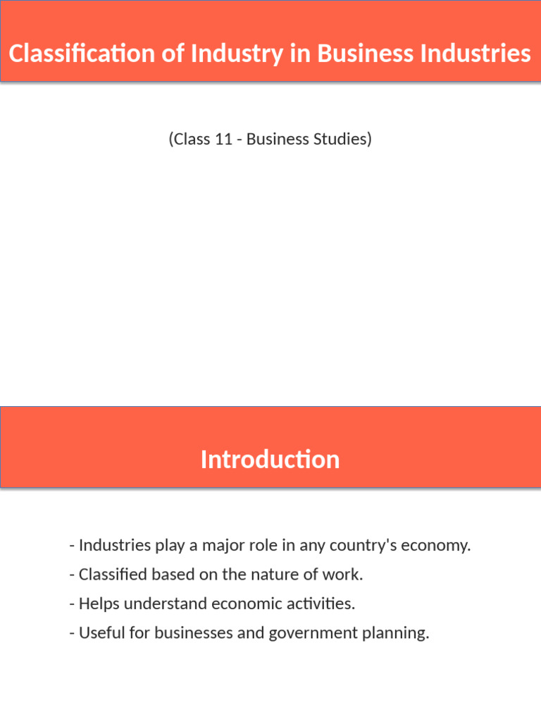 Classification of Industry Class11 Beautiful | PDF
