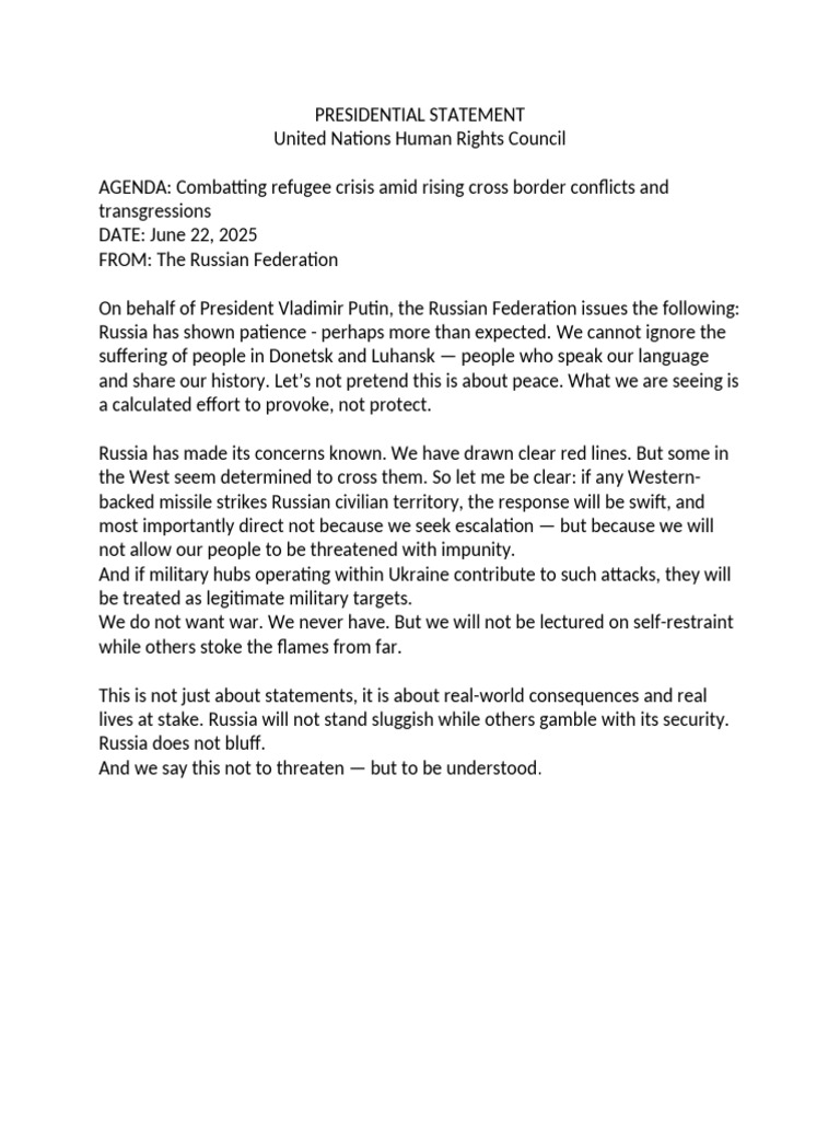 Russia - Presidential Statement 2 | PDF