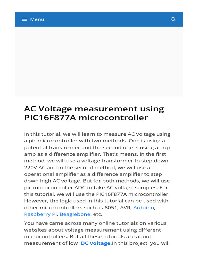 AC Voltage Measurement Using Pic Microcontroller - Two Methods | PDF | Voltage | Operational ...