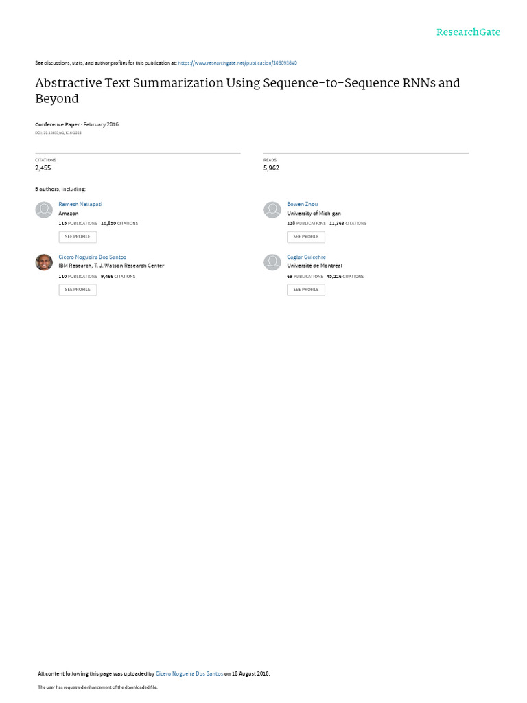 Abstractive Text Summarization Using Sequence-To-S | PDF | Deep Learning | Cognitive Science
