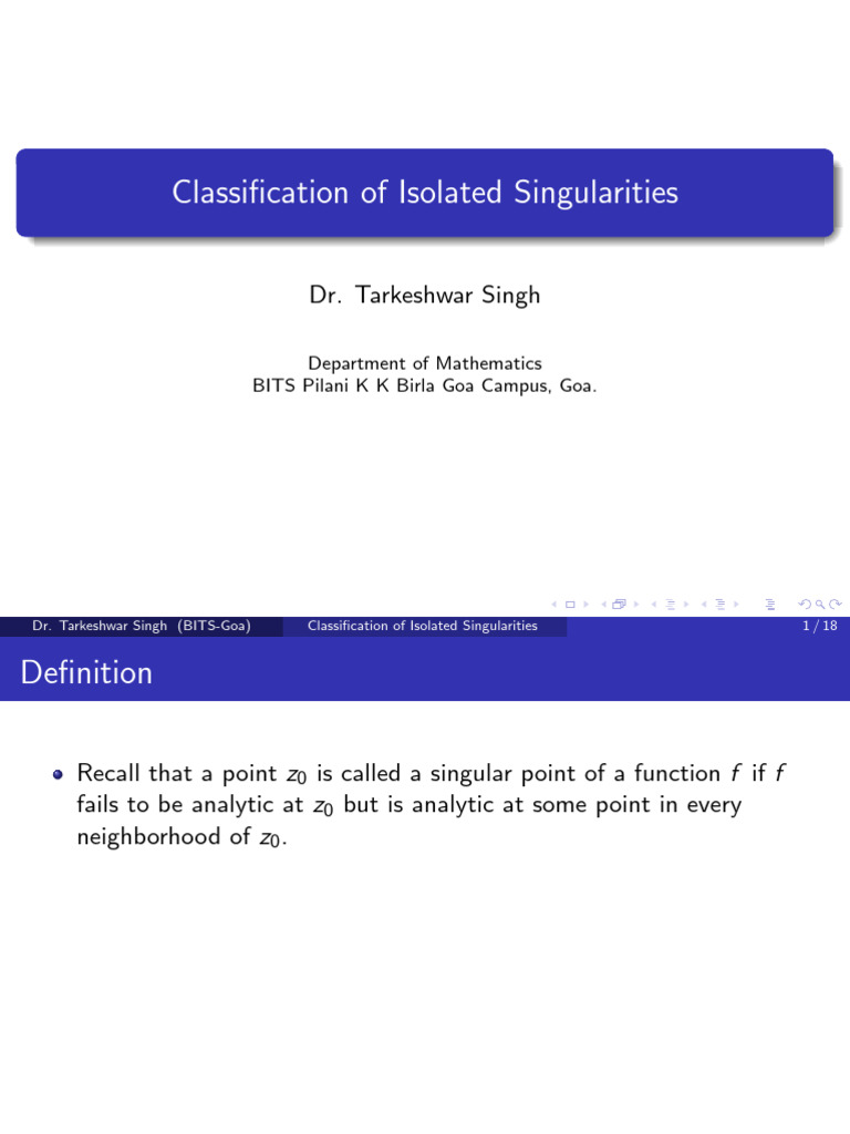 Isolated Singularities in Functions | PDF | Mathematical Relations ...