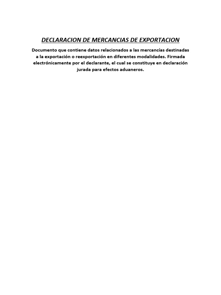 Declaracion de Mercancias de Exportacion | PDF