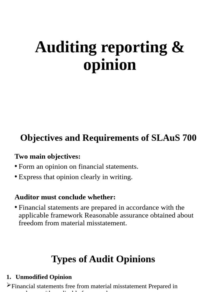 Auditing Reporting & Opinion | PDF