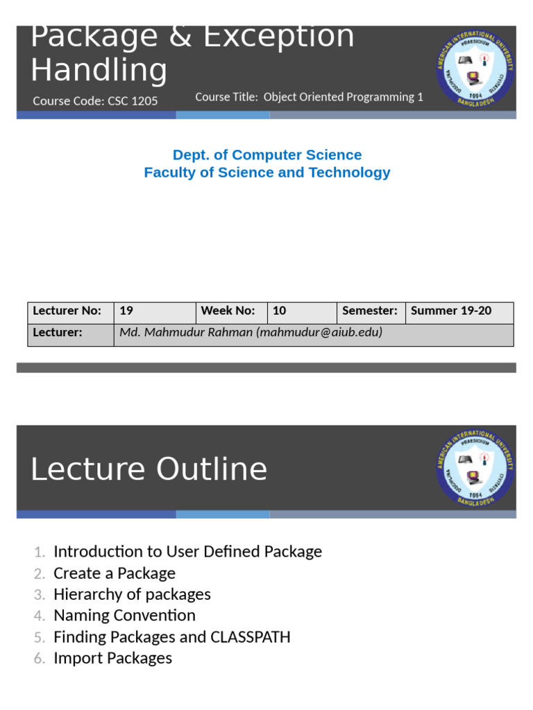 Lecture 9.2 - User Defined Package | PDF | Class (Computer Programming) | Object Oriented ...