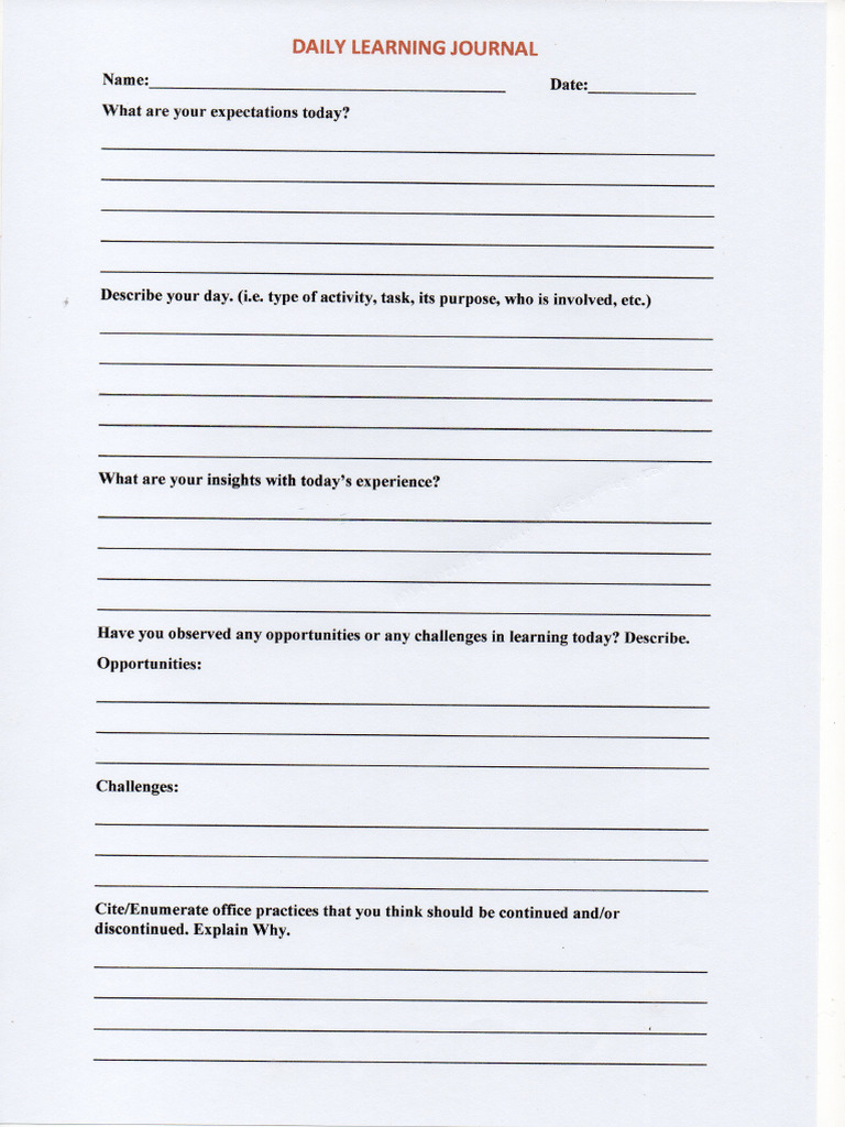 Daily Learning Journal | PDF