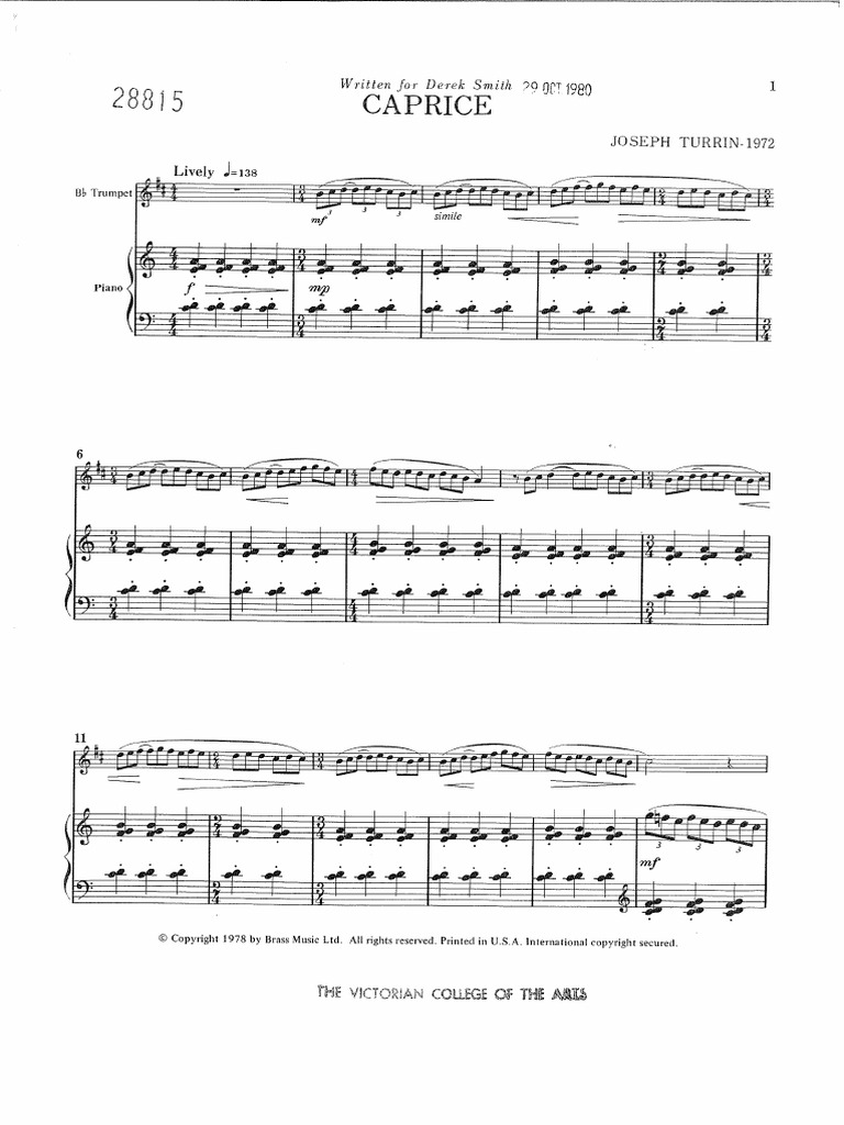 Turrin - Caprice Pno | PDF