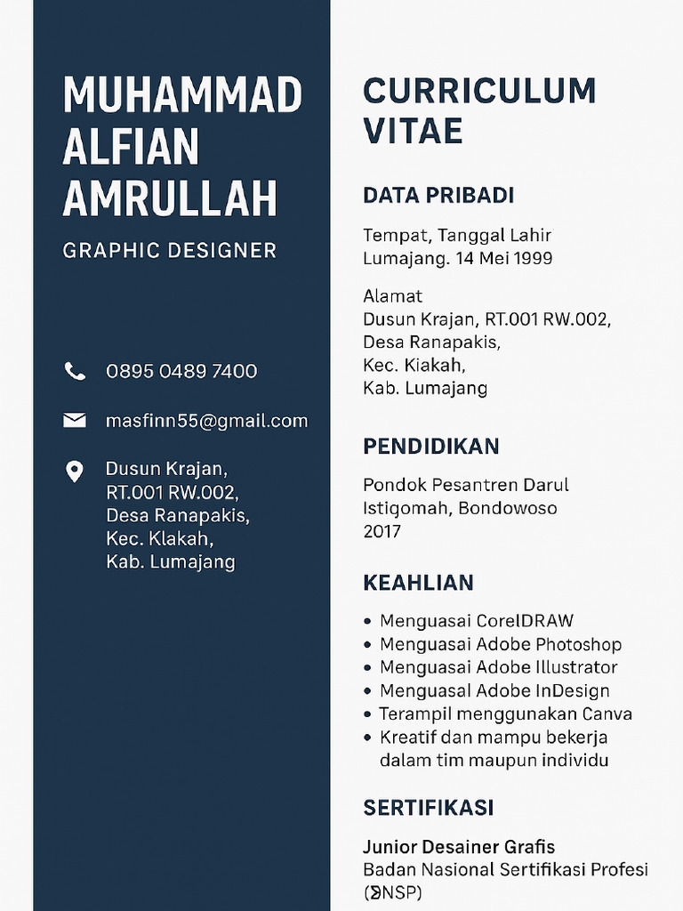 CV Muhammad Alfian Amrullah | PDF