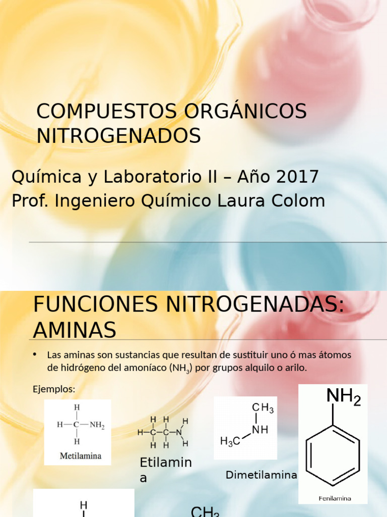 Compuestos Orgánicos Nitrogenados | PDF | Amina | Amida