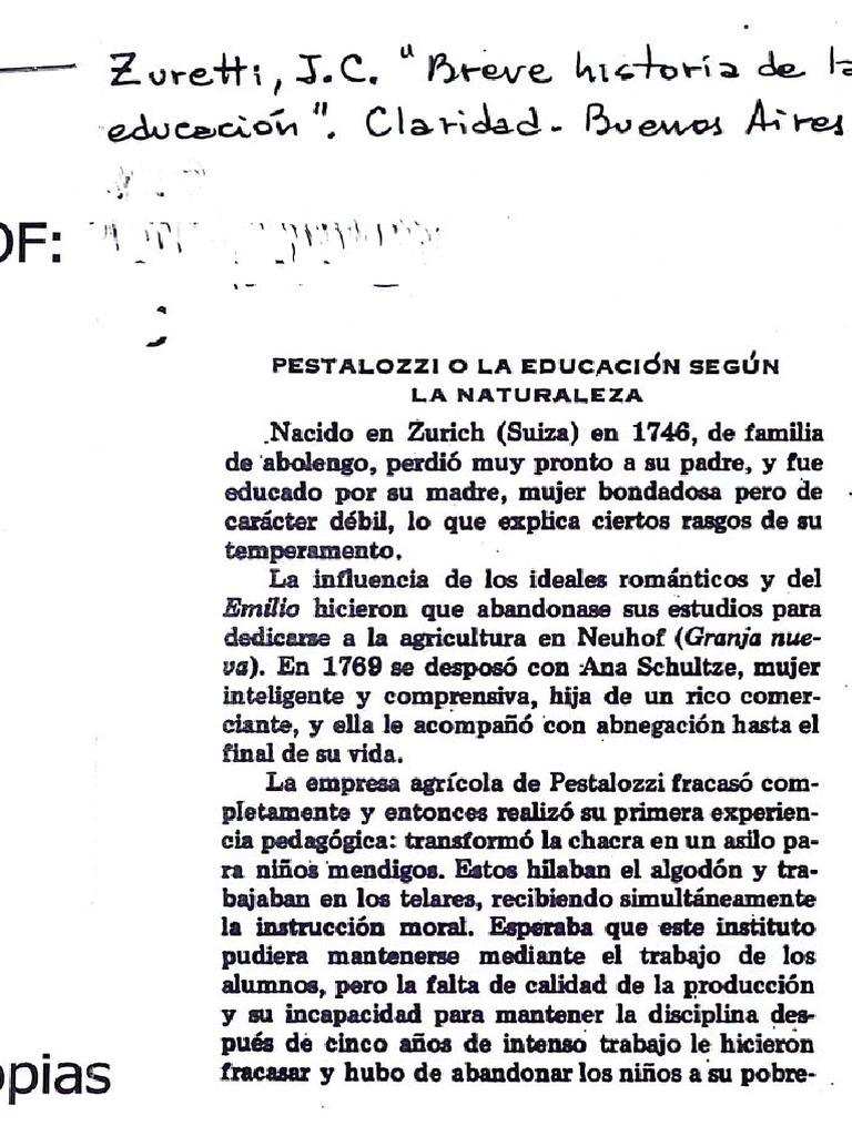Zuretti - Breve Historia de La Educación | PDF