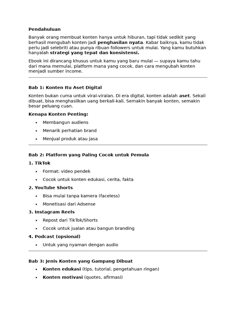 Konten Pemula: Strategi dan Platform | PDF
