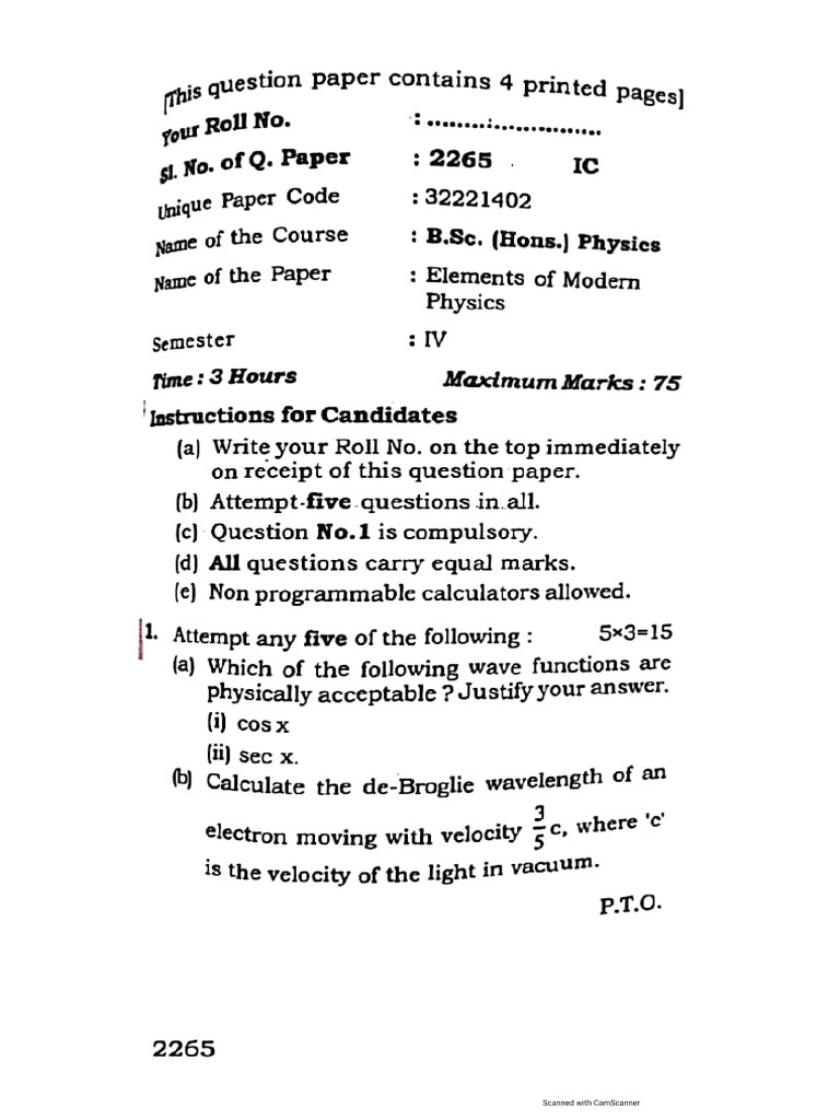 Modern Phy. PYQ - 2 | PDF