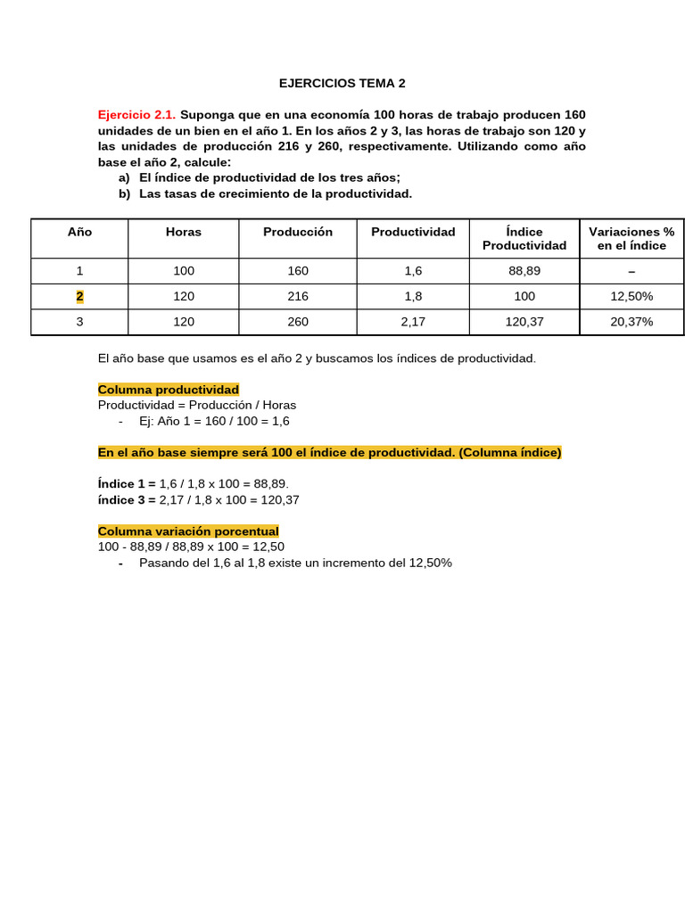 Ejercicios Tema 2 Economía RRHH | PDF | Producto Interno Bruto | Salario