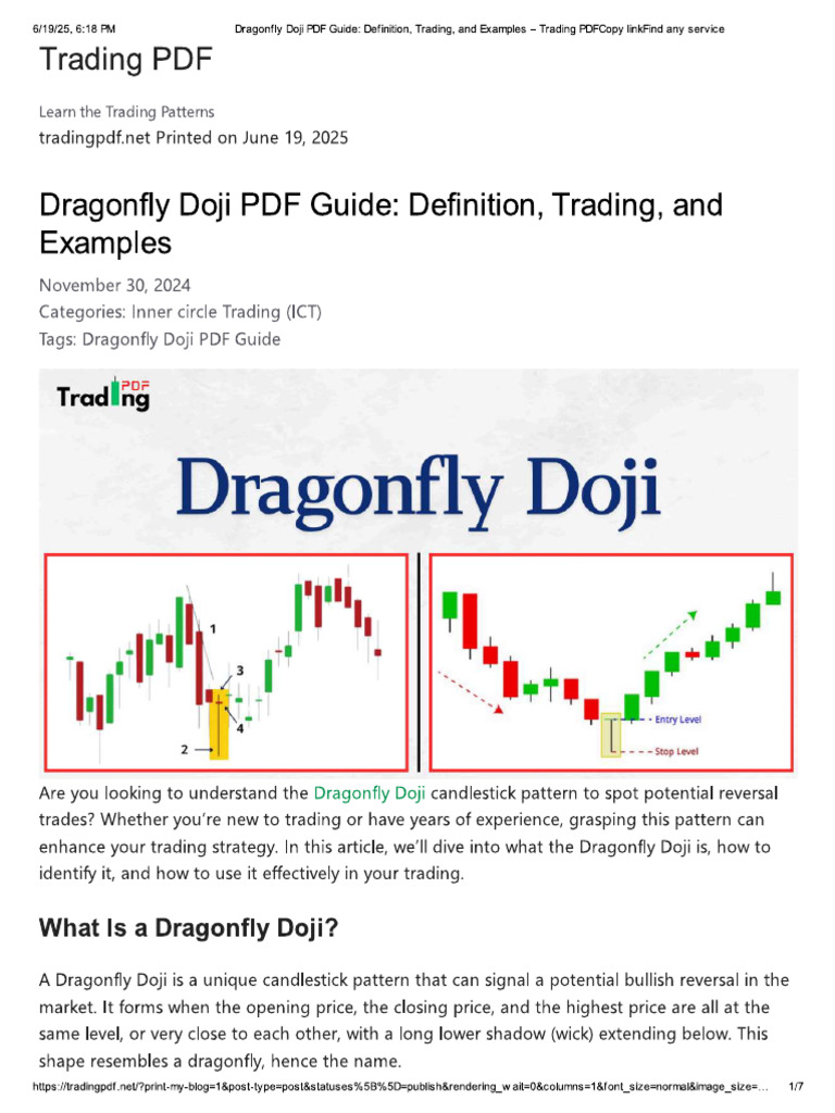 Dragonfly Doji PDF Guide Definition, Trading, and Examples | PDF