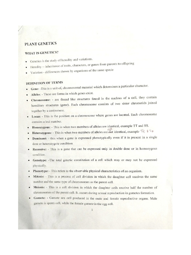 Bot 101 Plant Genetics | PDF